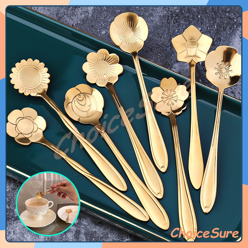 Jual Sendok Bunga Emas Spoon Dessert Import / Sendok Teh Kopi Gold ...