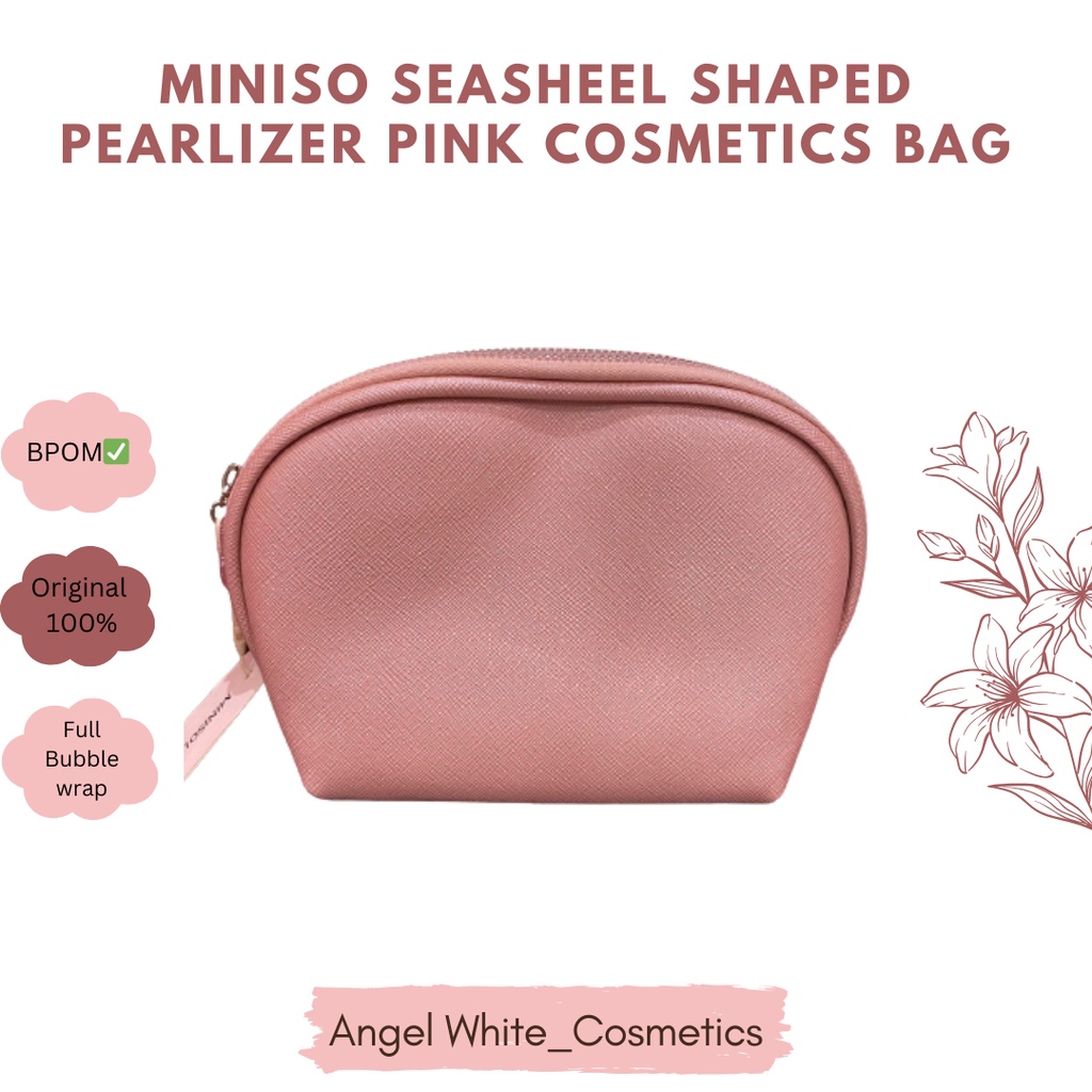 Jual MINISO SEASHEEL SHAPED PEARLIZER PINK COSMETICS BAG | Shopee Indonesia