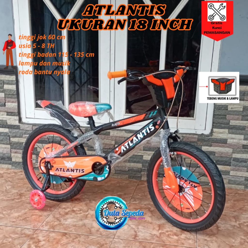 Jual sepeda anak laki / cowo ukuran 16 ,18 inch ban pompa ATLANTIS RAFA ...