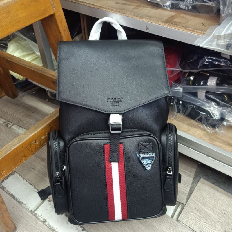 Jual Tas Ransel Bally logo List Merah putih Backpack import | Shopee ...