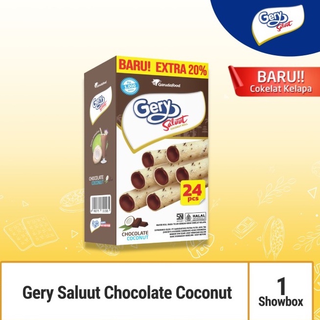 Jual Gery Coconut Roll Cokelat Kelapa 24 Pcs Wafer Stick ORIGINAL ...