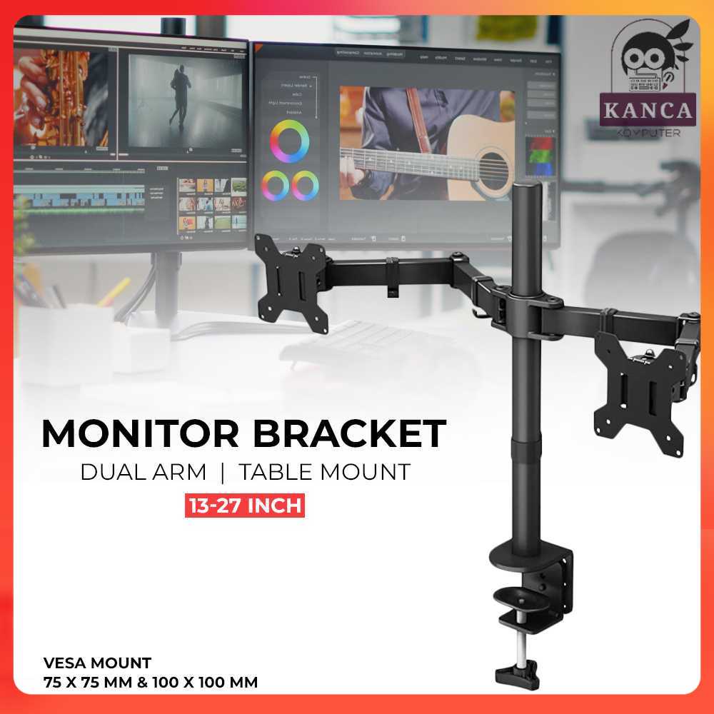 Jual CONX Bracket Monitor Table Mount Dual Arm VESA 100 x 100 13-27 Inch TV - KMT-2 | Shopee ...