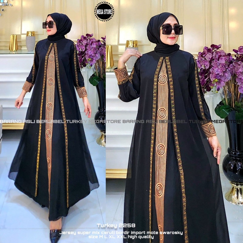 Jual BAJU WANITA TURKEY DUBAI PREMIUM MEWAH Gamis Turkey 2258 Dress ...