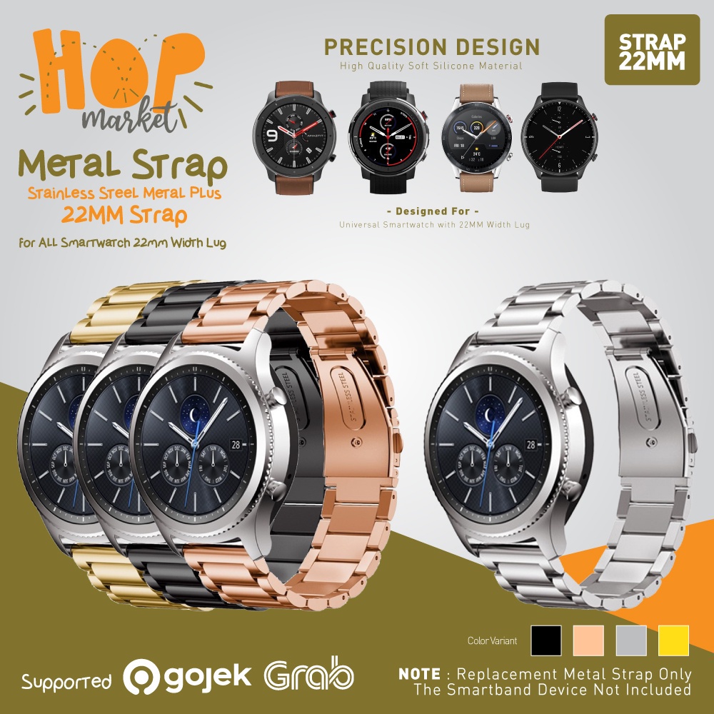 Jual Stainless Metal Strap 22MM for Amazfit GTR 2 3 4 / BIP 5 / Mi S1 / Huawei GT2 GT3 GT4 GT5 ...