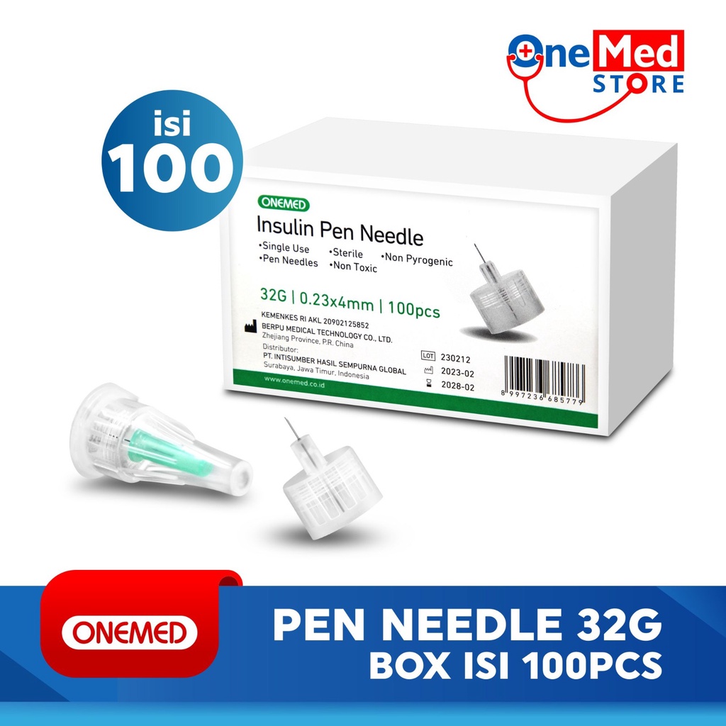 Jual ONEMED Pen Needle Jarum Insulin 32Gx4mm box 100pcs - OOF | Shopee ...