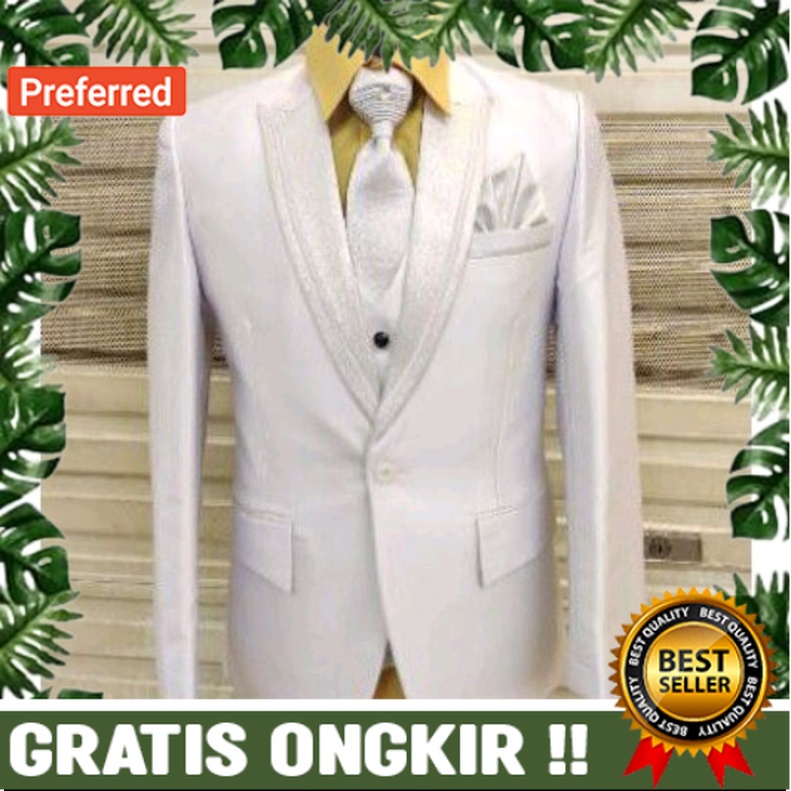 Jual Jas wedding pria putih/jas pengantin pria Putih/jas akad putih ...