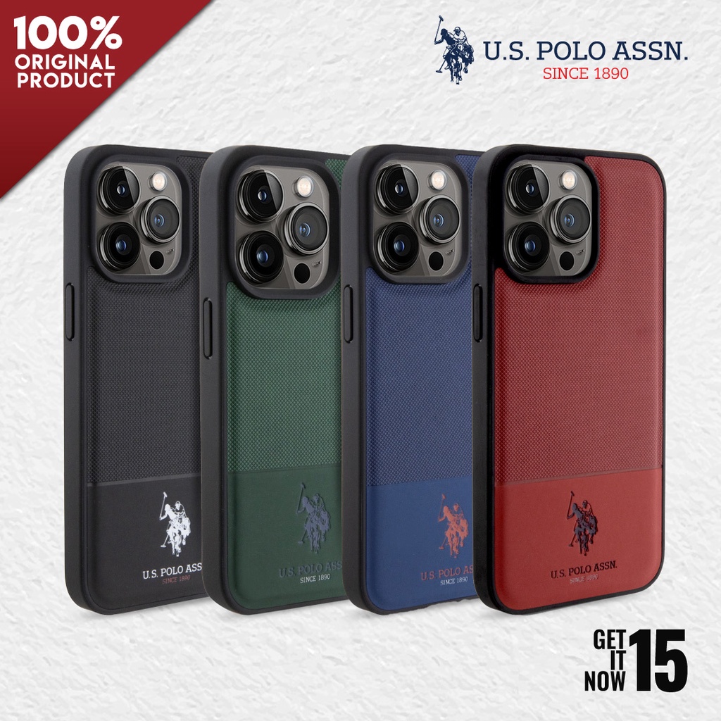Jual Case IPhone 15 / Plus / Pro / Pro Max U.S. Polo Assn. Mesh DH PU ...