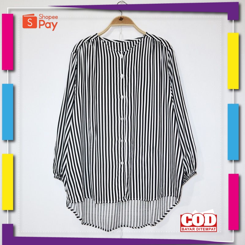 Jual PREMIUM KOREAN STYLE / Ramdan Official - Valina Kemeja Kerja Kantor Garis Stripe Salur ...