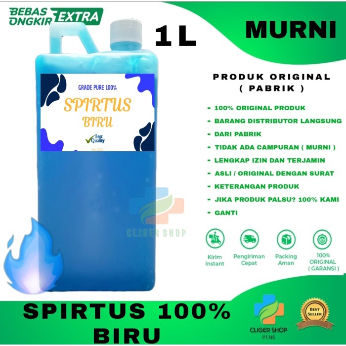 Jual SPIRTUS MURNI 100% / BAHAN BUNSEN / SPIRITUS 1 LITER | Shopee ...