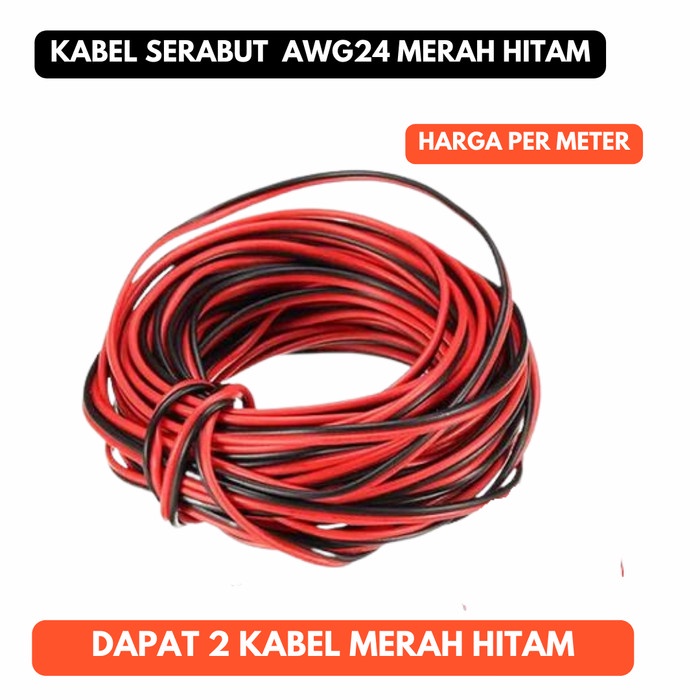 Jual Kabel Listrik Serabut Merah Hitam Awg 24 Awg24 Double 2x18 Kabel 2x18 | Shopee Indonesia