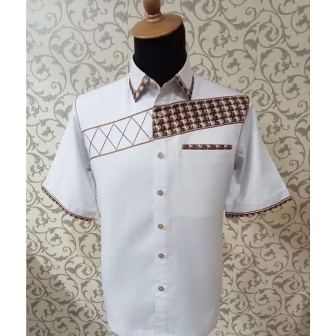 Jual BIS COD kemeja pria premium variasi lis dan benang timbul (smok ...