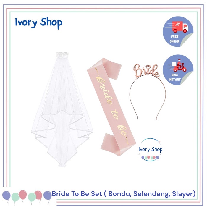 Jual Bride To Be Set isi 3 Bondu Slayer Selempang Bridal Shower Balon ...