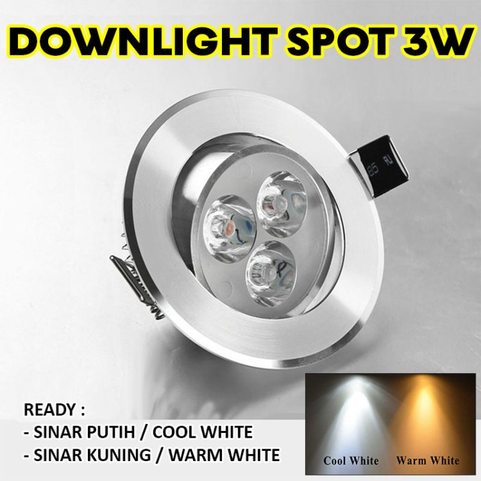 Jual Lampu Downlight LED Spot Sorot 3W 3 Watt 3 Mata LED Lampu Kabinet Bar Dapur Etalase Plafon ...