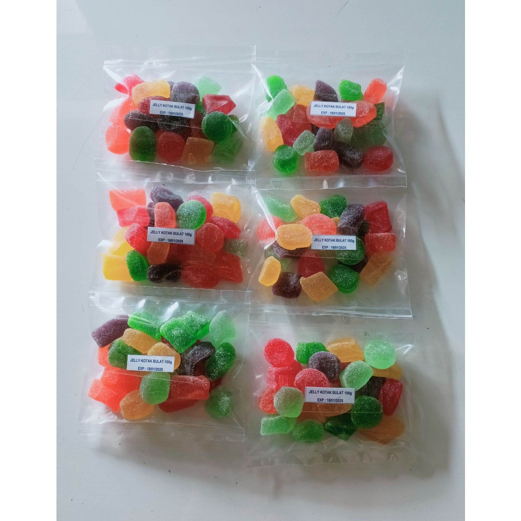 Jual jelly warna warni 100 gr/ jelly kotak bulat/jelly Malaysia/permen ...