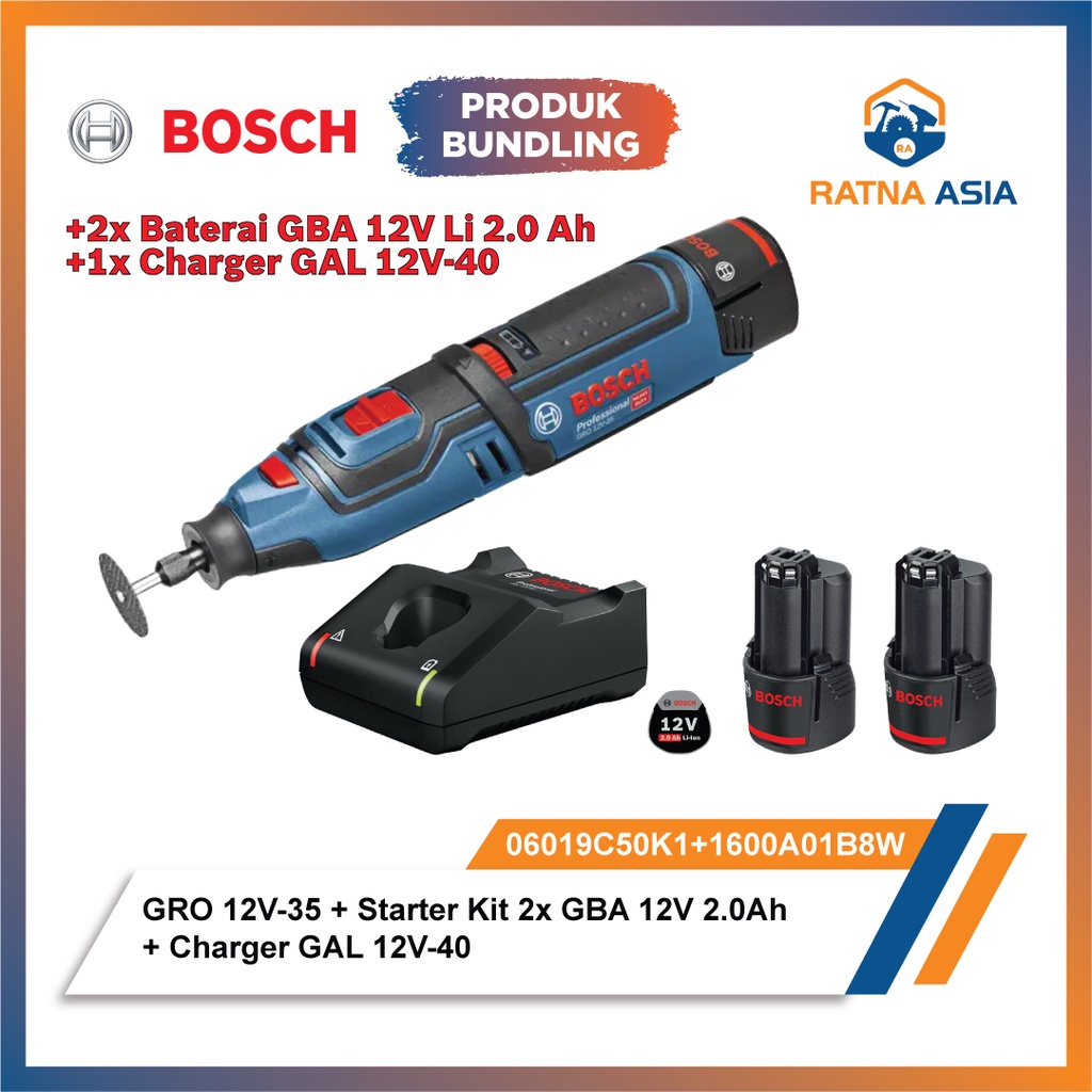 Jual Bosch Cordless Rotary Tool GRO 12V-35 & Bosch Charger 12V ...