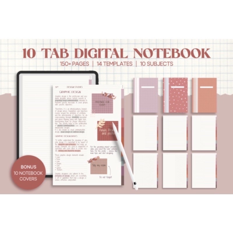 Jual Fall 10 Tab Digital Notebook BuJo Journal Note taking Study ...