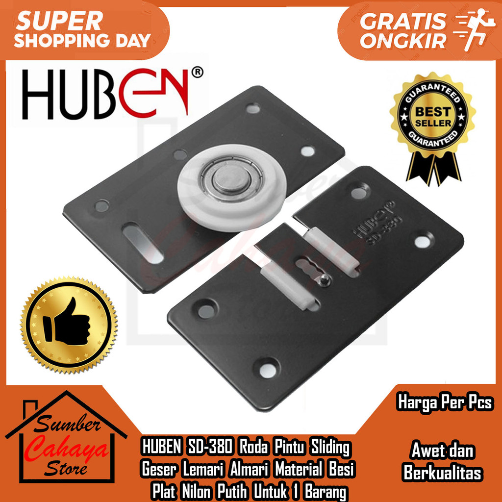 Jual HUBEN SD 380 Roda Daun Pintu Lemari Almari Sliding Sleding Geser ...