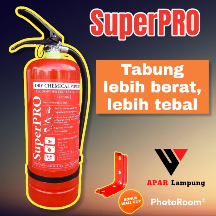 Jual APAR ABC Powder 3 kg SuperPRO Set Komplit APAR Lampung | Shopee ...