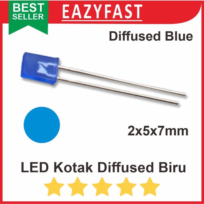 Jual LED Kotak 5mm 5 mm Diffused Blue Biru Petak Persegi Panjang 2x5x7 ...