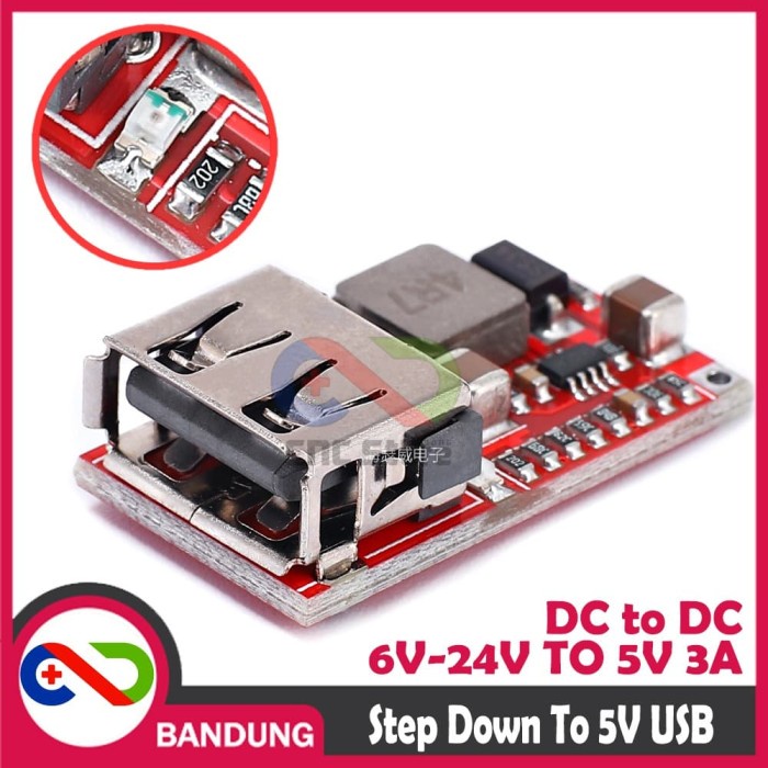 Jual DC-DC USB STEP DOWN CONVERTER 6V-24V TO 5V 3A MODULE | Shopee ...