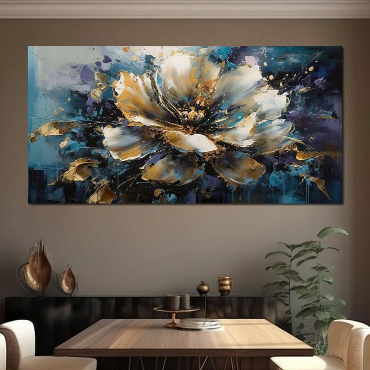 Jual Lukisan Bunga Timbul Minimalis Abstrak| Lukisan Dinding texture ...