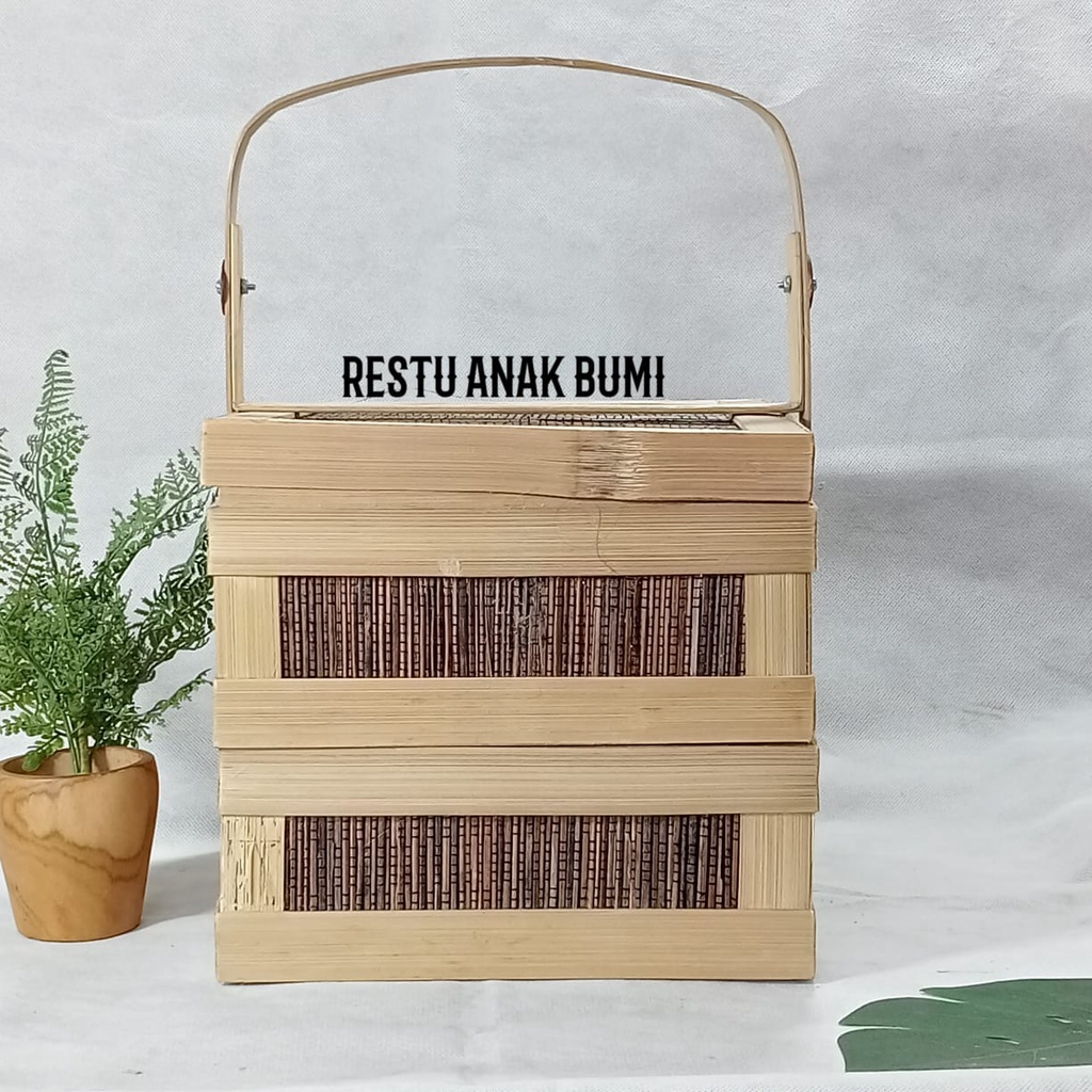 Jual (A070) Rantang Lidi Kotak 25x25cm | rantang bambu | keranjang ...