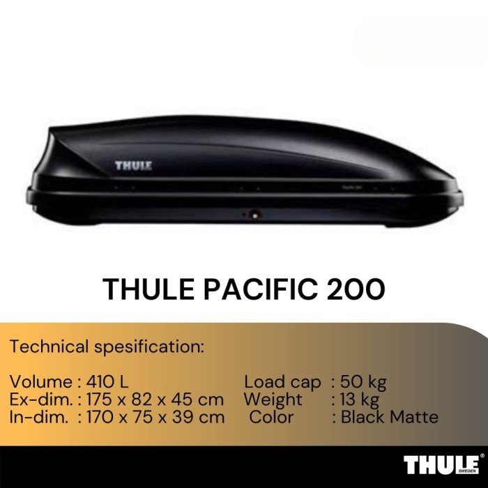 Jual Thule roofbox Pacific 200 Anthracite Black | Shopee Indonesia