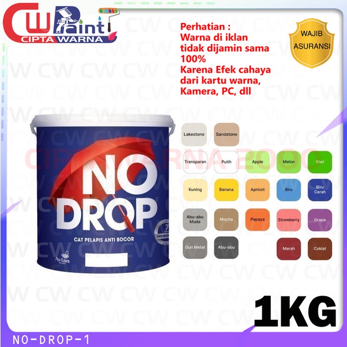 Jual No Drop Nodrop Cat Pelapis Tembok Dinding Anti Bocor Waterproof 1 Kg | Shopee Indonesia