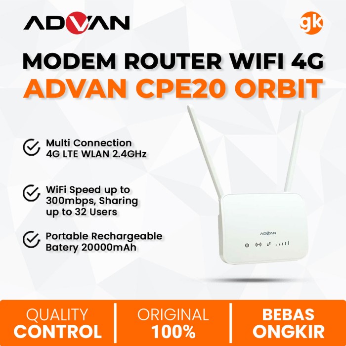 Jual ADVAN CPE20 Modem Router WiFi Telkomsel Orbit 4G Unlock All ...