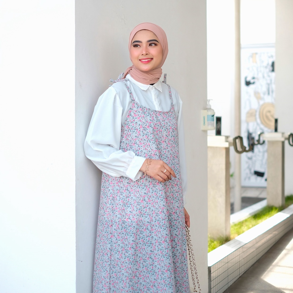 Jual SLOOPY DRESS OVERALL DRESS MOTIF BUNGA KOREAN STYLE OVERALL MOTIF ...