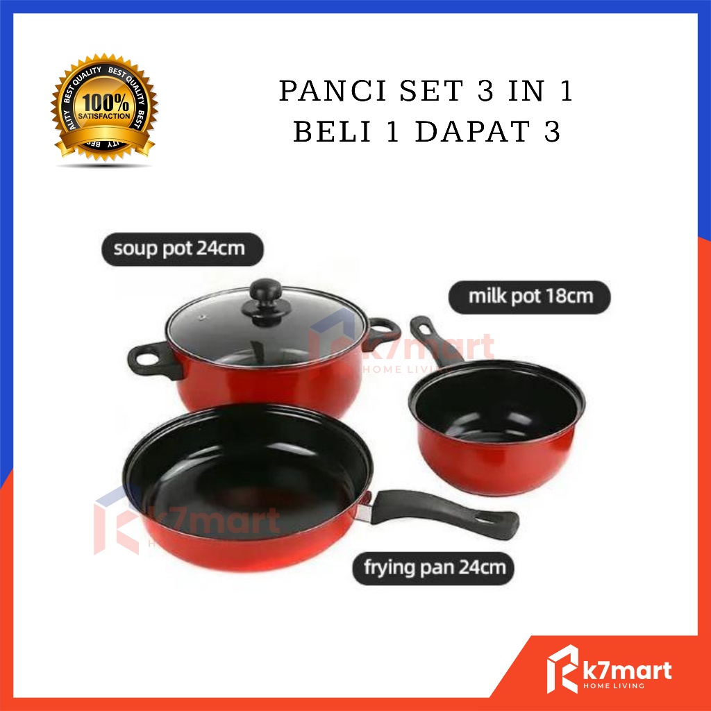 Jual K7MART PANCI SET 3 IN 1 COMBINATION POT 24CM+24CM+18CM / PANCI ...