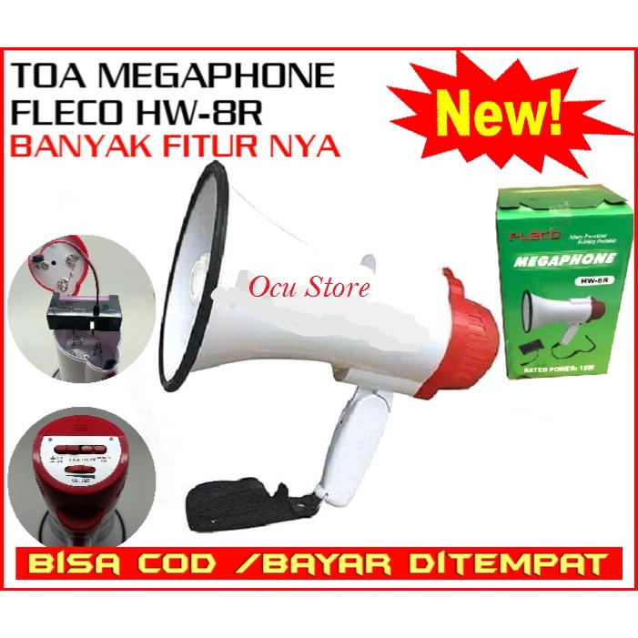 Jual Toa Megaphone Fleco HW-8R Pengeras Suara Dengan Baterai Cas 100% ...