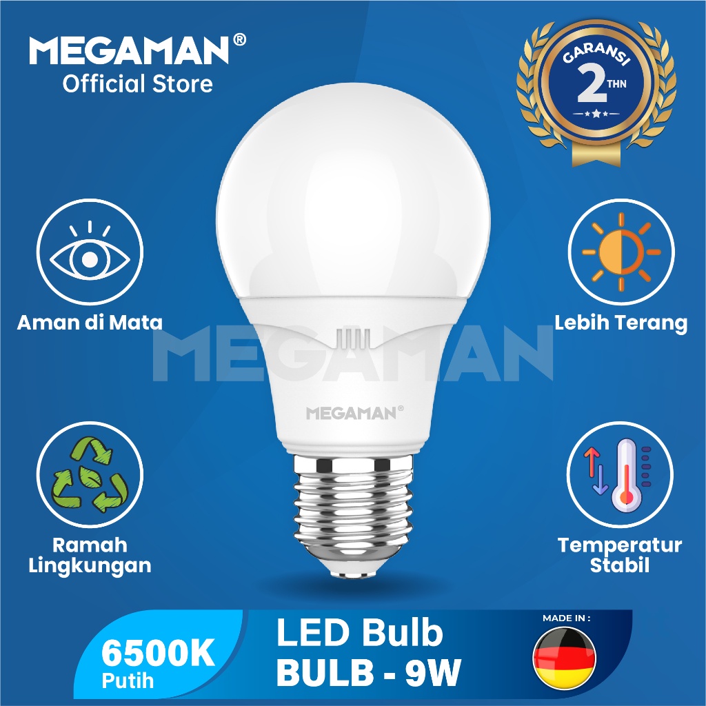 Jual Lampu Bohlam LED Hemat Energi MEGAMAN YTA60Z1 9W 6500K (warna Putih) | Shopee Indonesia