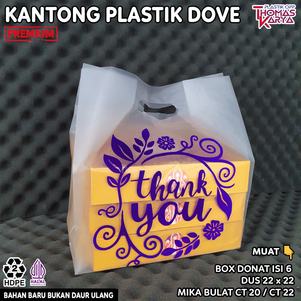 Jual Kantong Plastik Dove 30x45 Motif Thank You isi 50 Packaging Box ...