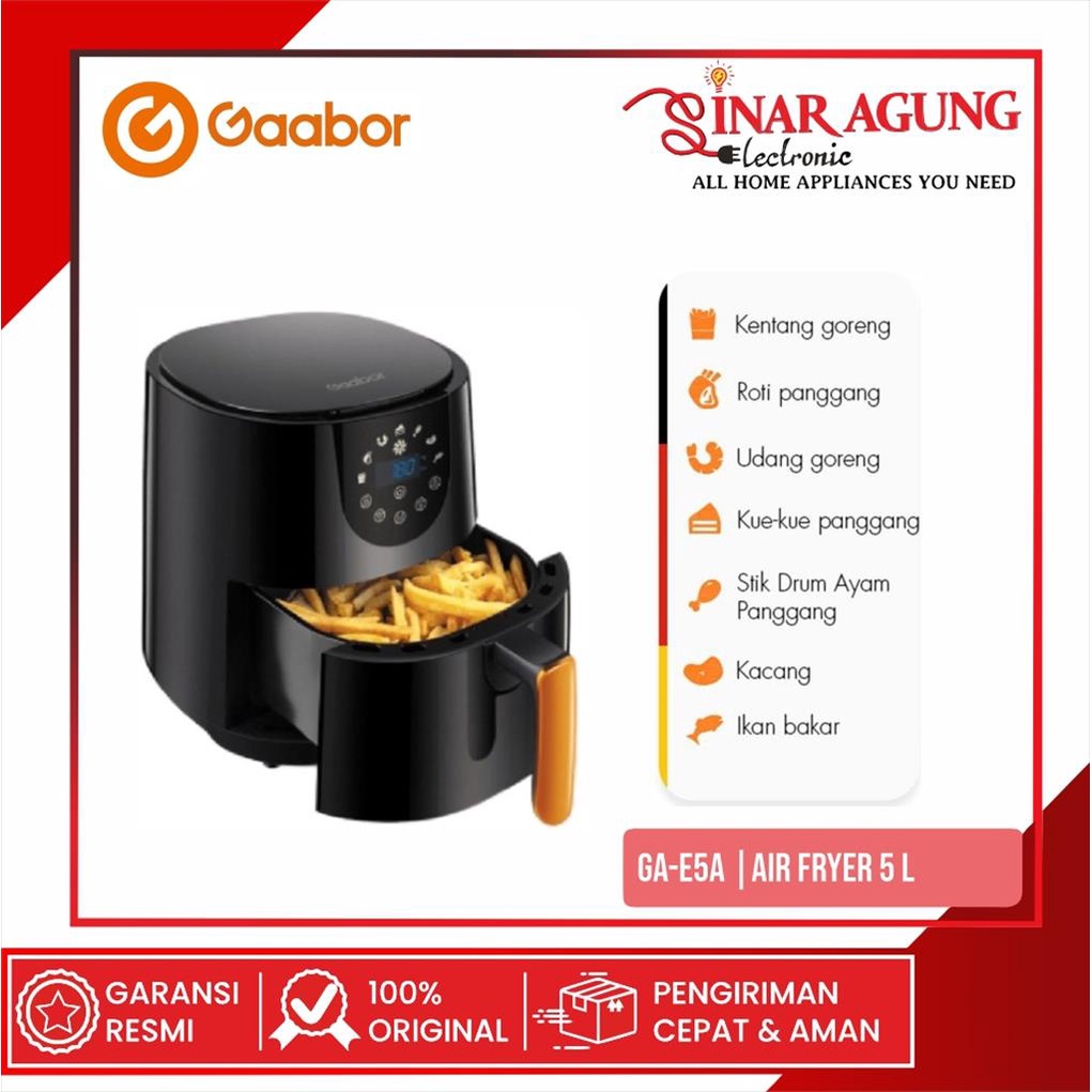 Jual GAABOR AIR FRYER 5L DIGITAL GA-E5A / GAE5A - 100% ORI | Shopee ...