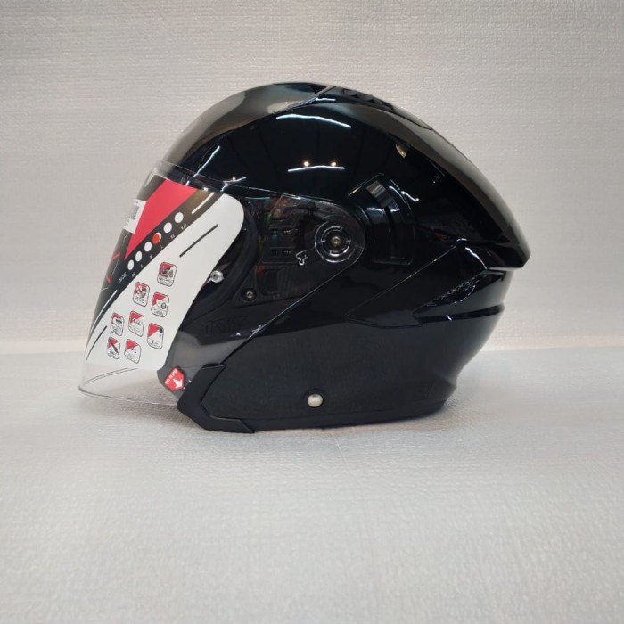 Jual Helm KYT NFJ Plain Black | Double Visor | Half Face | Original ...