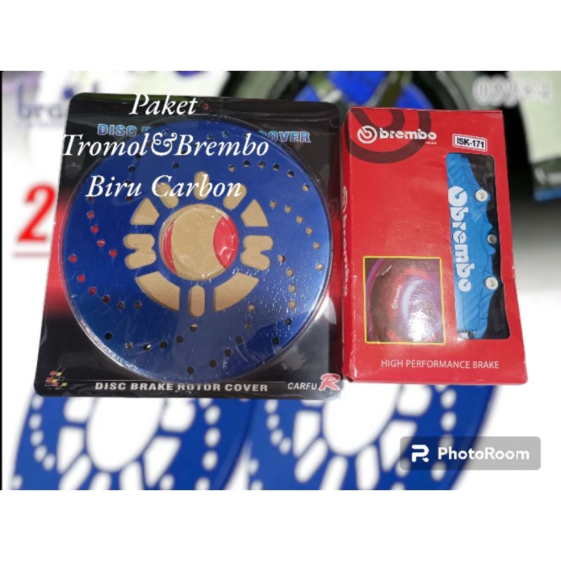 Jual Cover Disk Brake Racing Bremb0 + Tromol Biru Carbon | Shopee Indonesia