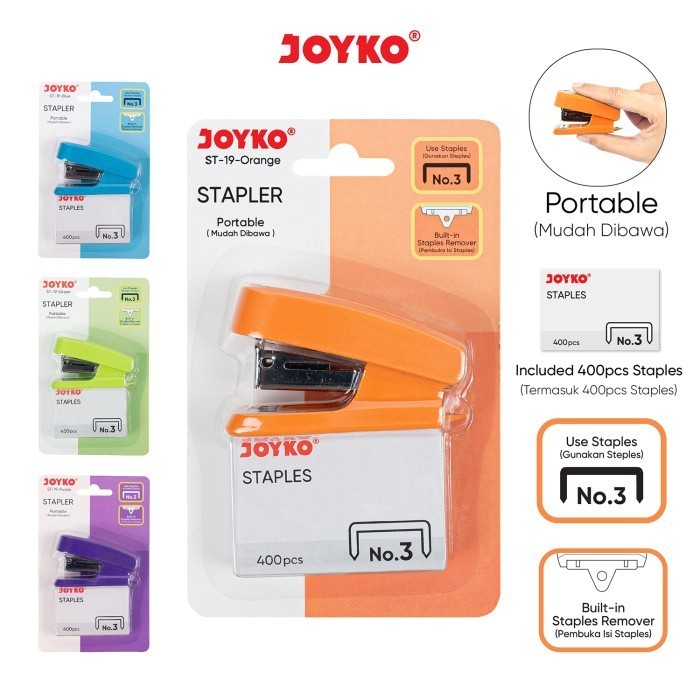 Jual STAPLER SET PLUS ISI STAPLES JOYKO ST-19 | STAPLER KECIL ...