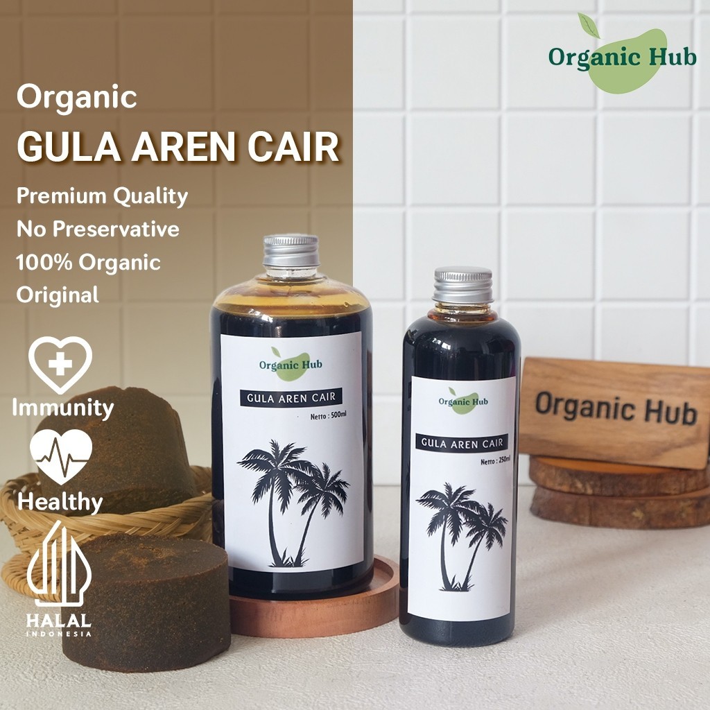 Jual Organic Hub Gula Aren Cair Organik Murni Premium Asli 100% Syrup ...