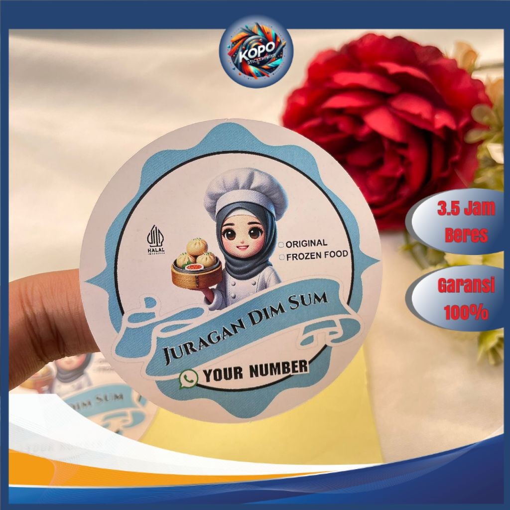 Jual KOPO 9-15 Sticker Label Makanan Dimsum Stiker Free Desain Bulat ...