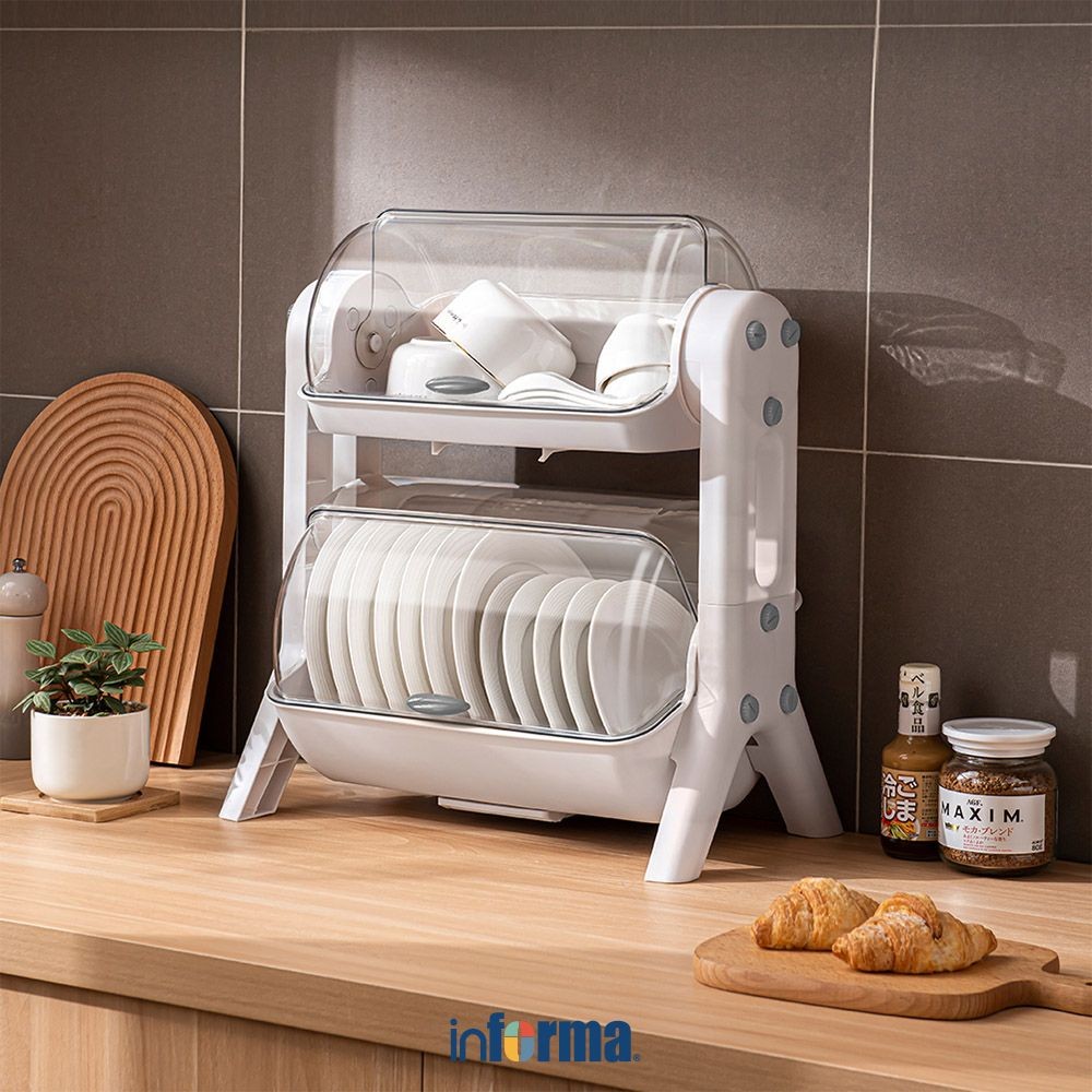 Jual Informa Mascott Rak Piring 2 Tingkat - Abu-Abu Dish Rack Tempat ...