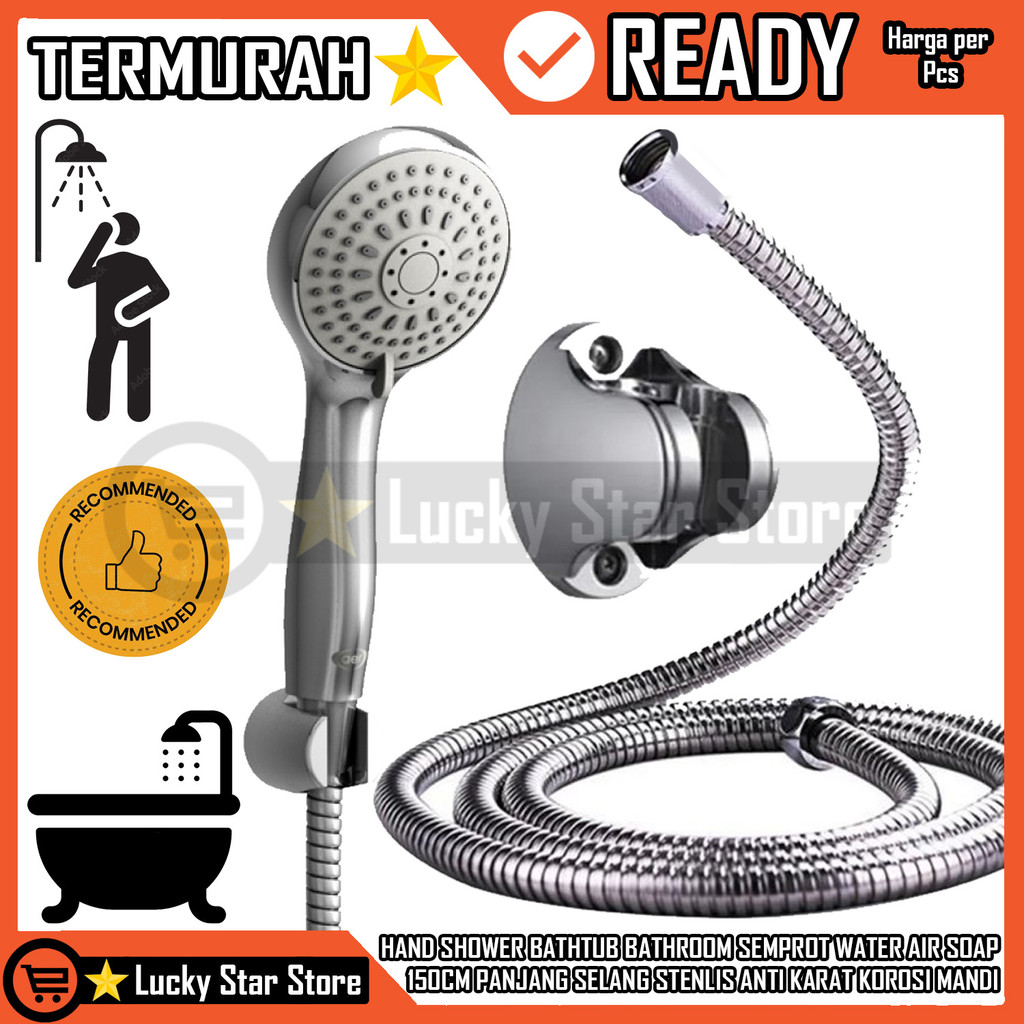 Jual Hand Shower Bathroom Set 5 Kecepatan Panjang Selang 150 Centimeter ...