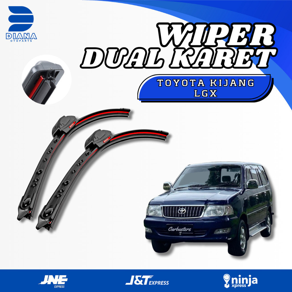 Jual Wiper 2 Lapis Karet - Toyota Kijang LGX - Wiper Dual Blade Frameless Model Karet Ganda ...