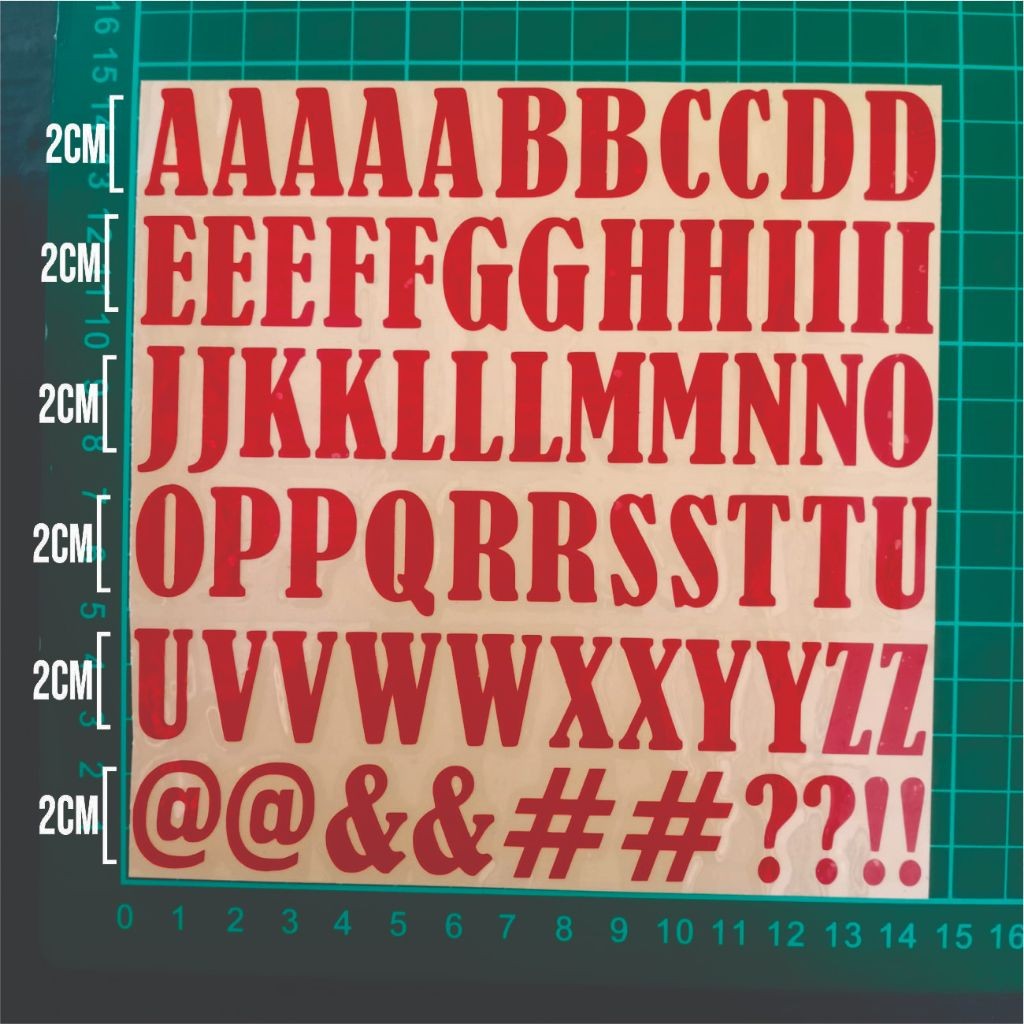 Jual cutting stiker huruf - tinggi per huruf 2cm - bahan reflektive dan ...