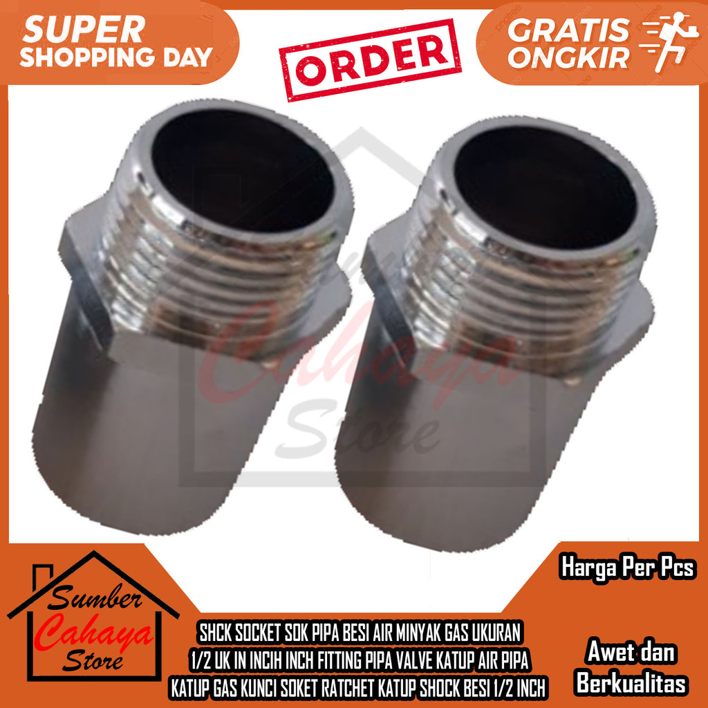 Jual Sok Socket Soket Nepel Drat Luar Derat Dalam Besi Ukuran 1/2 Inchi ...