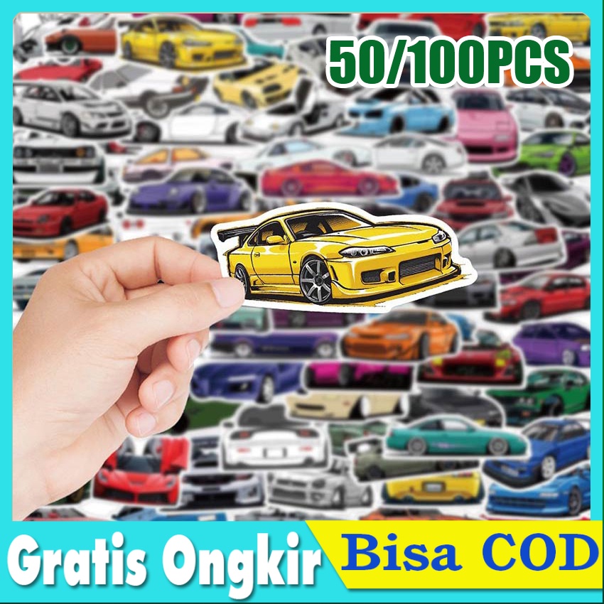 Jual 100 Pcs Stiker Mobil Balap JDM Bahan Pvc Anti Air 2 Desain Stiker ...