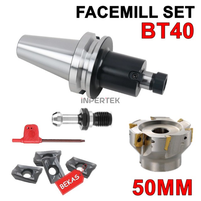 Jual Paket Arbor Set BT40 FMB22 Facemill 50mm Insert BDMT 17 Holder MEC ...
