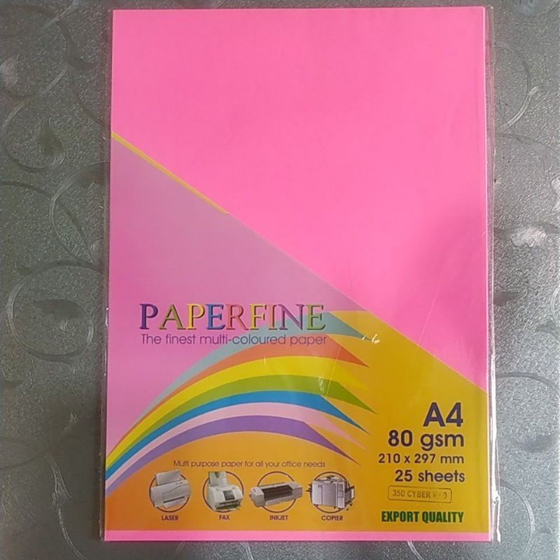 Jual Kertas HVS Warna PAPERFINE 80gram A4 25 lembar | Shopee Indonesia