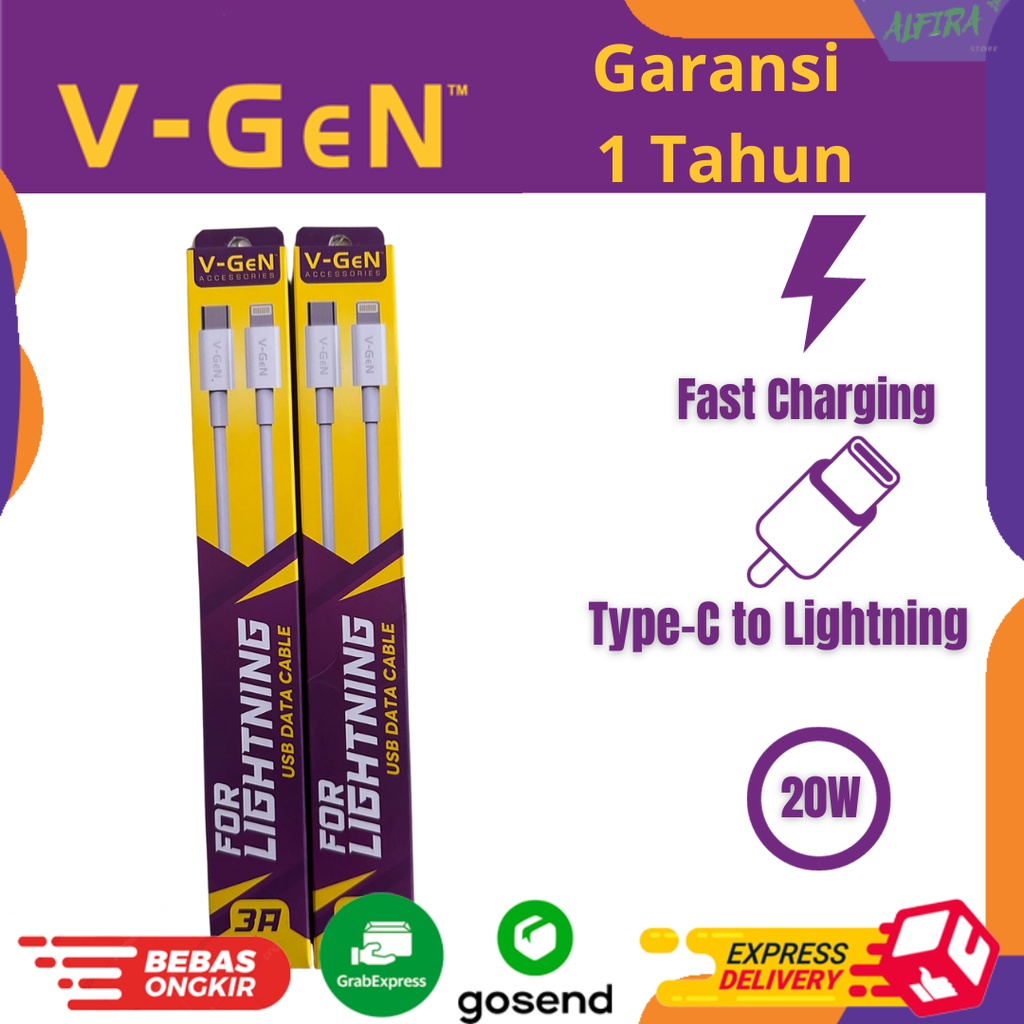 Jual VGEN VCB 31 V-Gen Kabel Data Type C to Lightning Fast Charging 3A ...
