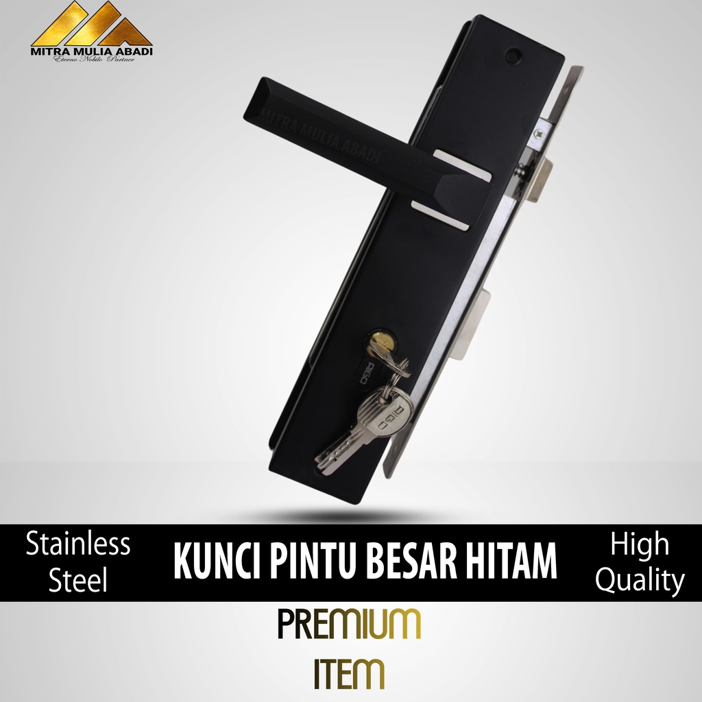 Jual Kunci Pintu Handle Besar Hitam | Door Lock Handle | Fullset ...
